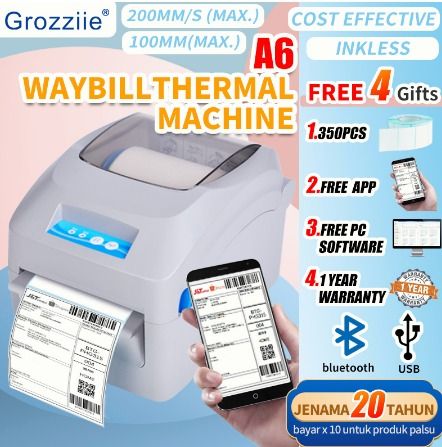 Thermal Printer Bluetooth Waybill Barcode Shipping Label Consignment ...