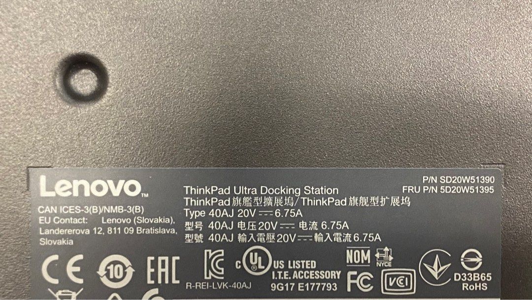 Thinkpad Ultra Dock Station (40AJ) with 2 Keys, 電腦＆科技, 電腦周邊及配件, 電腦線、轉接線 ...