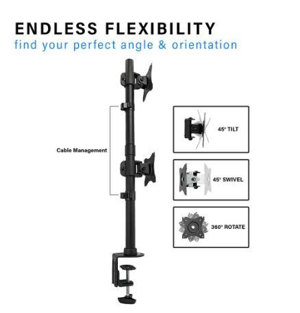 ULTi Evo Dual Computer Monitor Desk Mount Stand Vertical Array for 2 ...