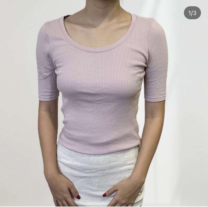 Uniqlo pink ribbed top, Women's Fashion, Tops, Shirts on Carousell