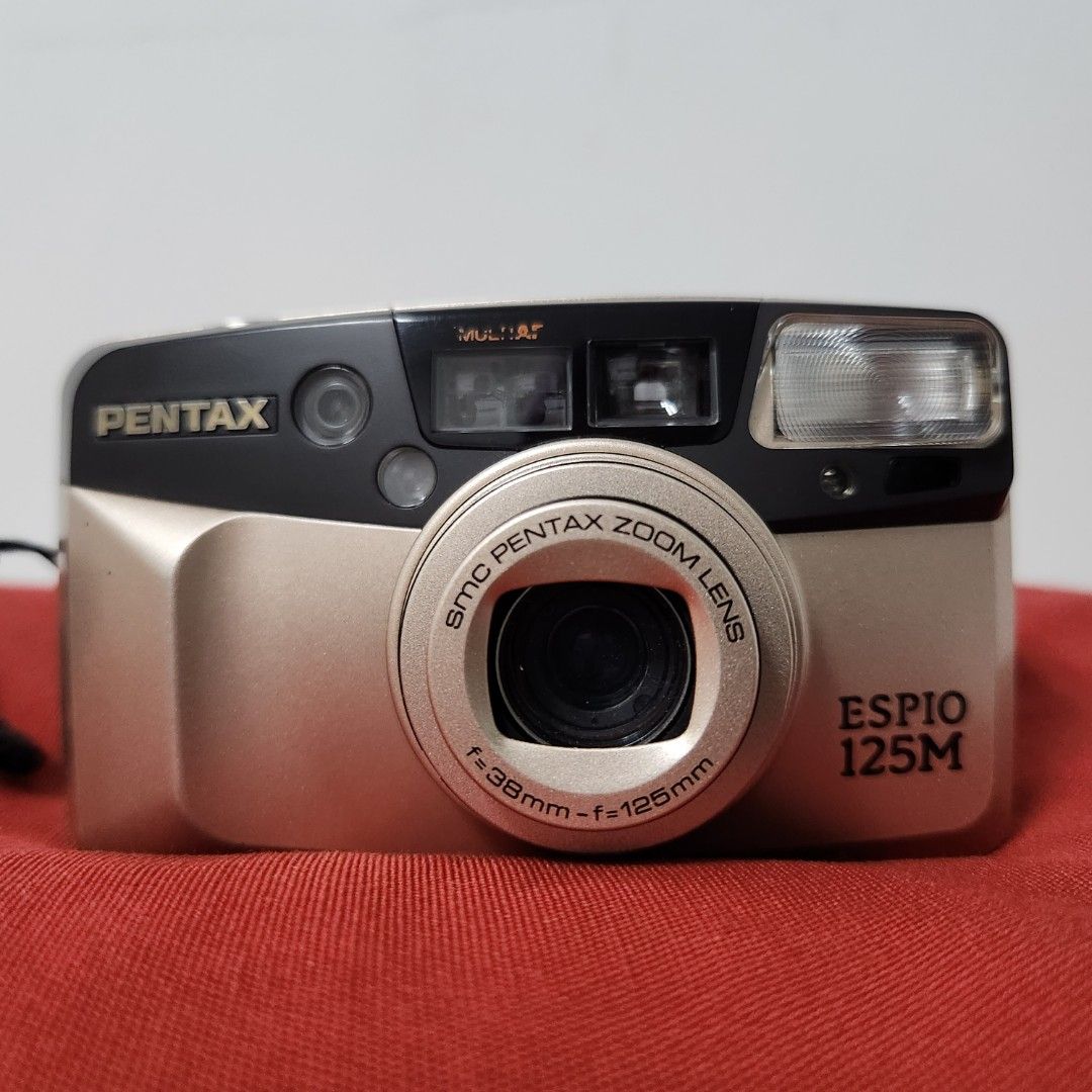 USED Pentax ESPIO 125M with leather bag and strap, Photography, Cameras on Carousell