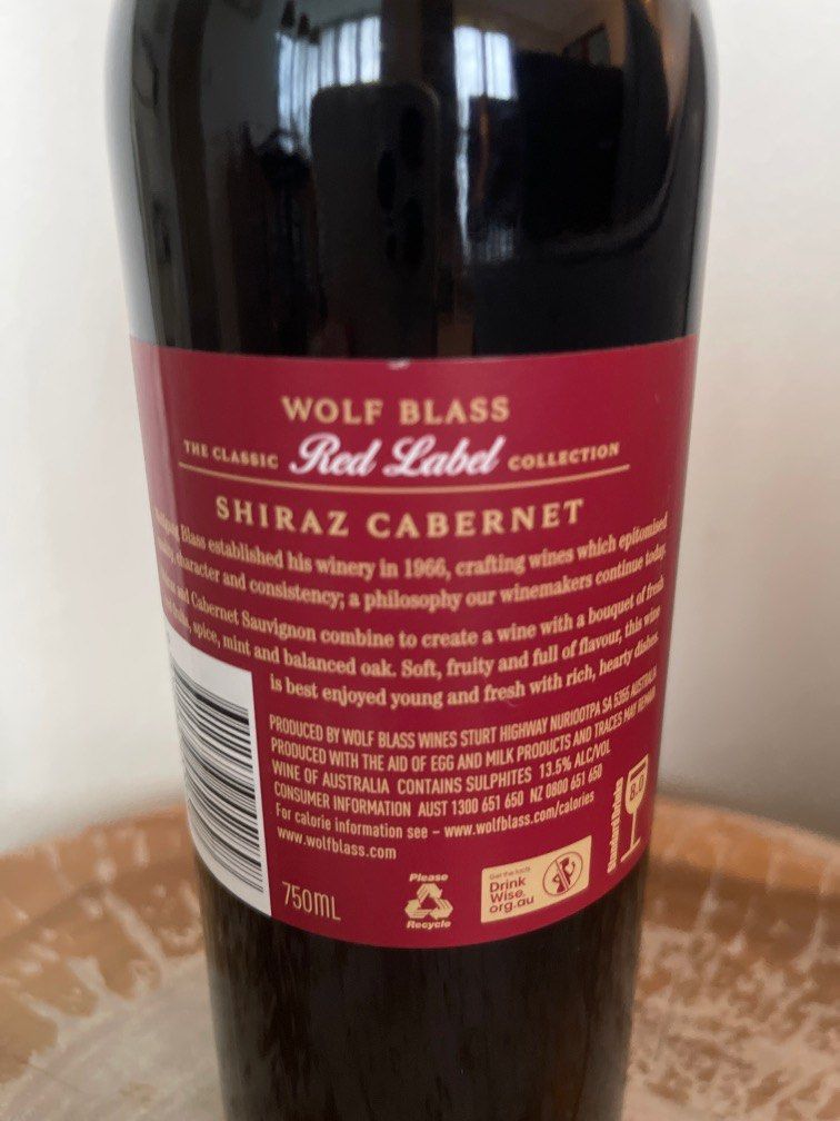Wolf Brass Red Label Shiraz Cabernet 2017, Food & Drinks, Alcoholic ...