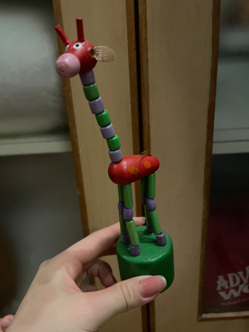 Wooden giraffe toy with interactive button, Hobbies & Toys, Toys ...