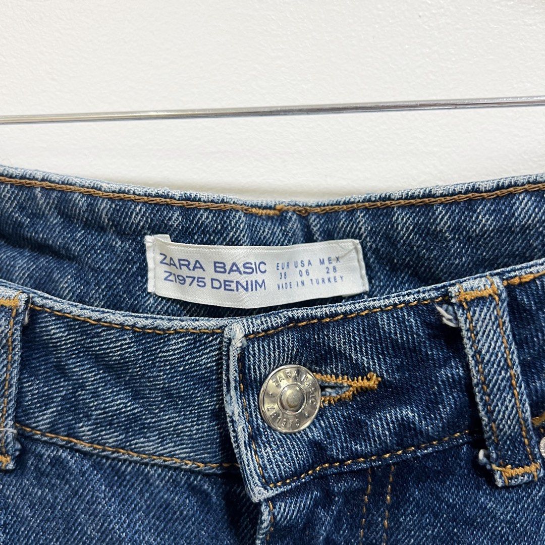 Zara Basic Denim Jeans Wide Leg with Slit on Carousell