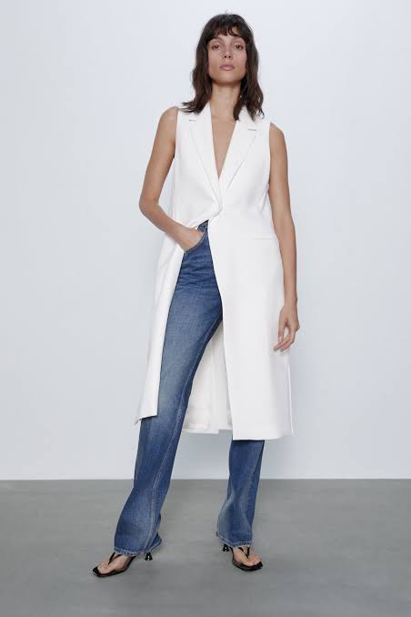 Zara white long vest, Women's Fashion, Coats, Jackets and Outerwear on ...