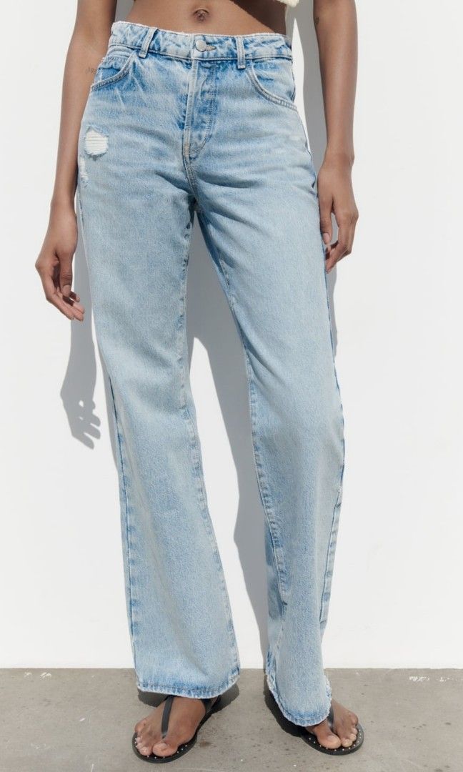 Zara Z 1975 mid riss boot cut jeans on Carousell