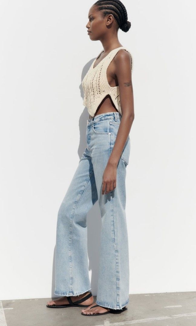 Zara Z 1975 mid riss boot cut jeans on Carousell