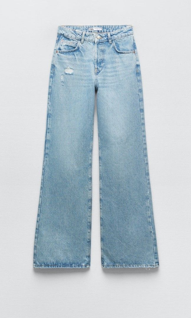 Zara Z 1975 mid riss boot cut jeans on Carousell