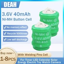 40mAh 3.6v Ni-MH Rechargeable Button Cell With Solder Pins For Clock ...