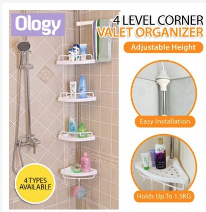 4 Level Bathroom Corner Valet Rack Toilet Shelf Storage Holder Shampoo ...