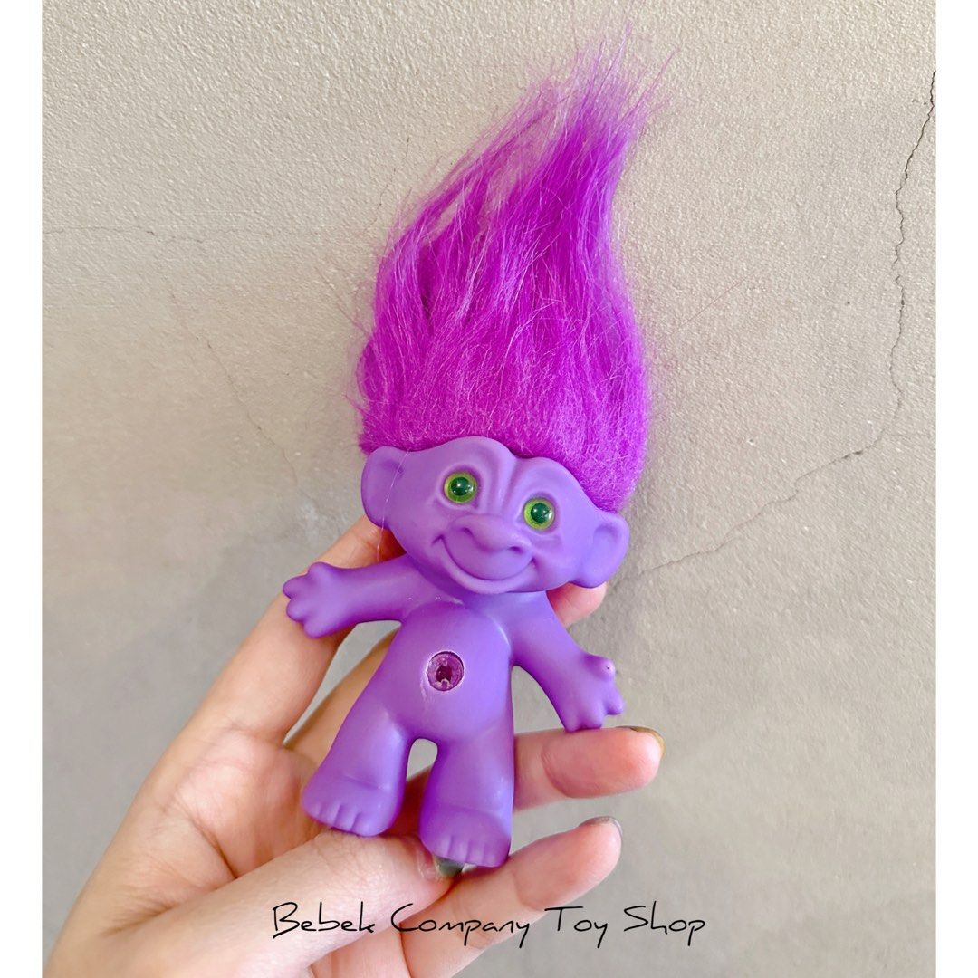 瑕疵 紫色 異色版 VTG Troll Doll Gem trolls 醜娃 巨魔娃娃 幸運小子 寶石 美國絕版二手玩具, 書籍、休閒與玩具 ...