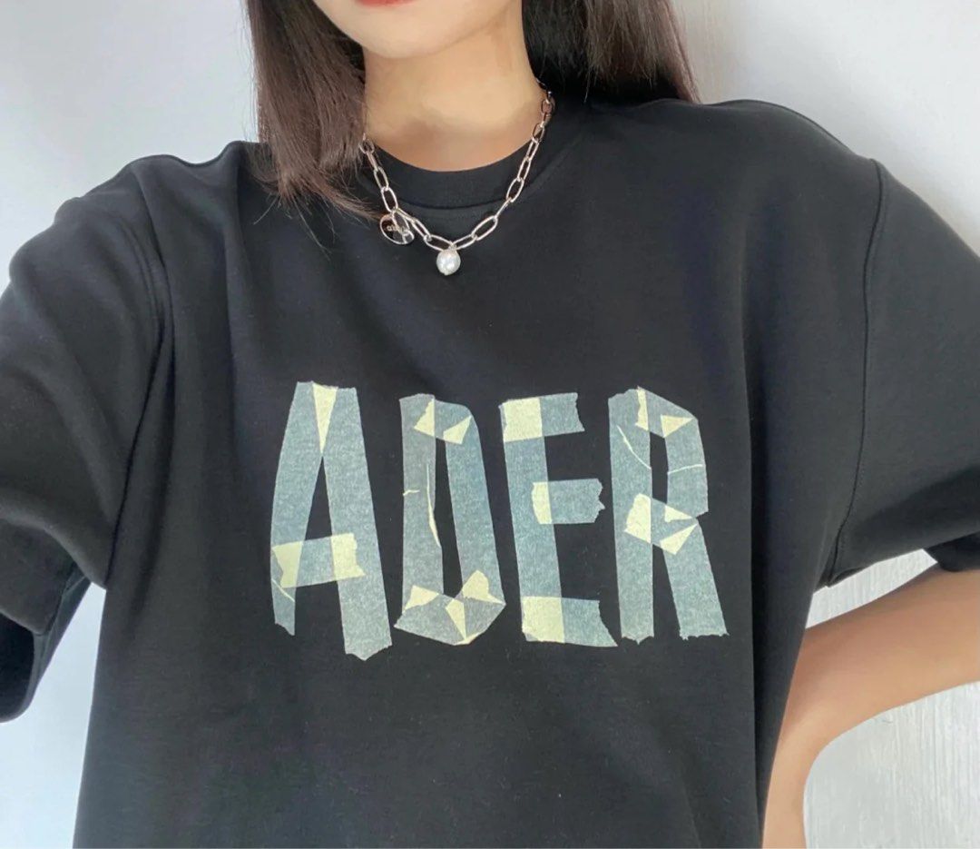 Ader Error Tape Design Black A1, Men's Fashion, Tops & Sets, Tshirts ...