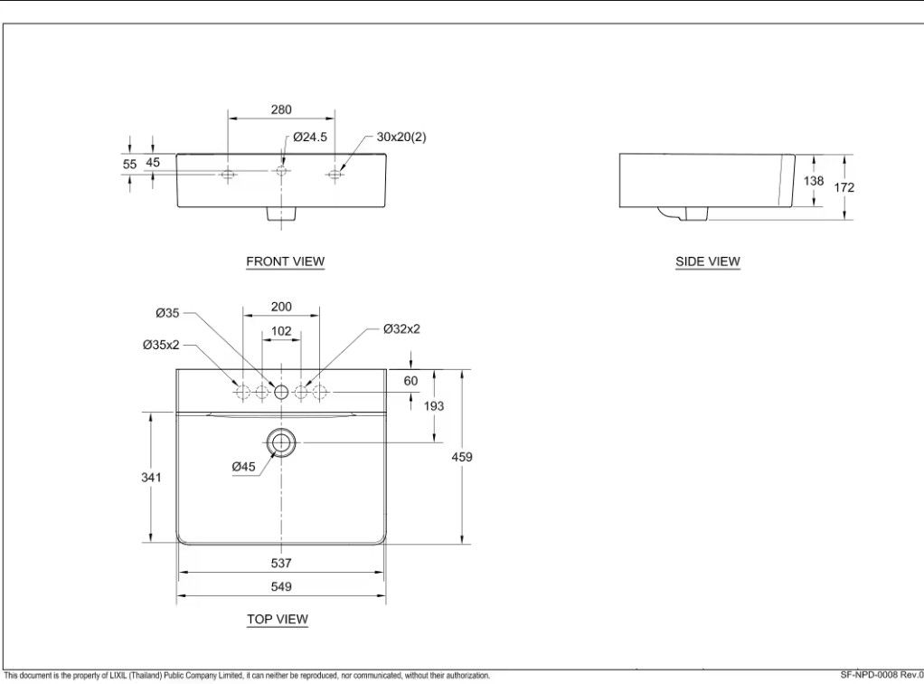 American Standard Concept Cube Wall Hung Basin 550mm, Furniture & Home ...