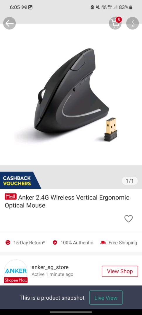 Anker 2.4G Wireless Vertical Ergonomic Optical Mouse, Computers & Tech ...