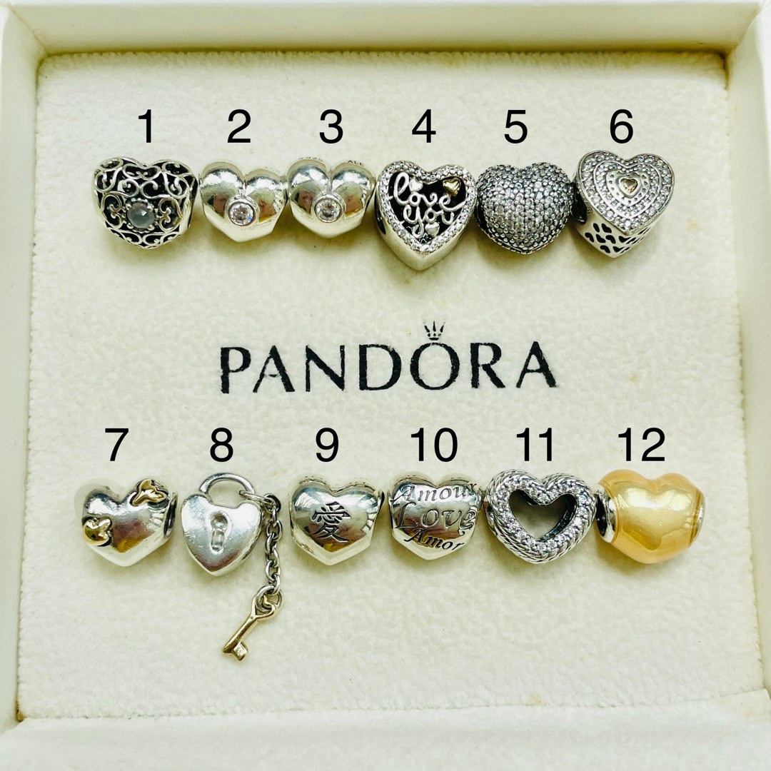 Authentic Pandora Heart Charms Collection 2, Women's Fashion, Jewelry ...