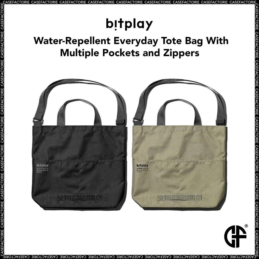 Bitplay Water-Repellent Everyday Tote Bag With Multiple Pockets and Zippers, Women's Fashion ...