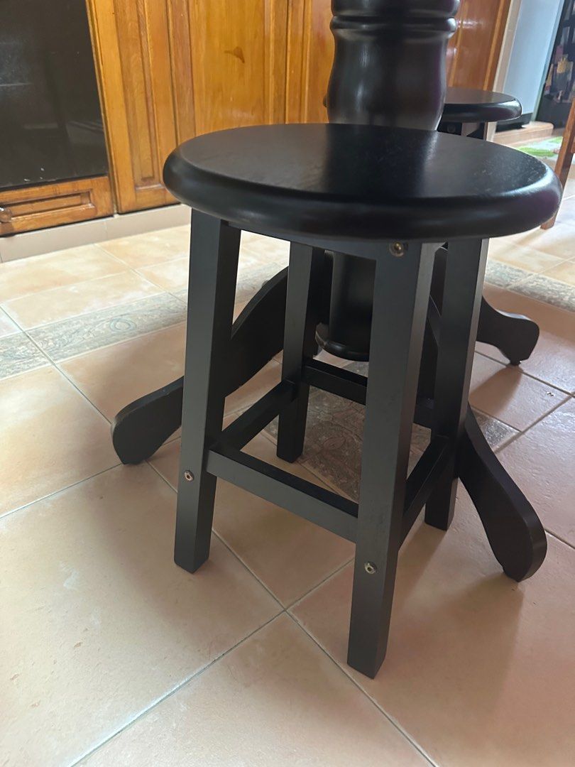 Black Dining Table Set (2 x stools included), Furniture & Home Living ...