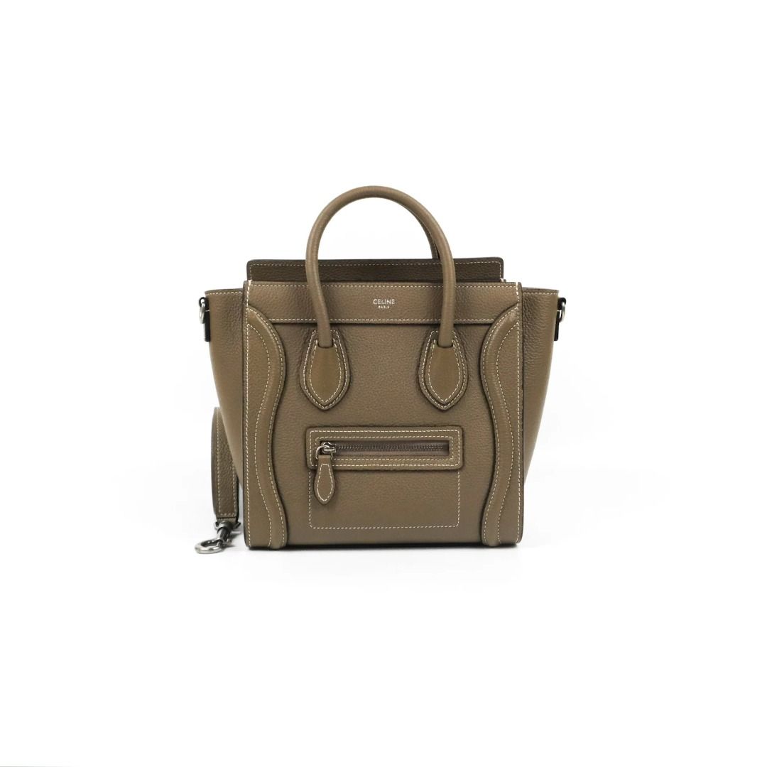 Celine nano luggage in souris drummed leather, Luxury, Bags & Wallets on Carousell