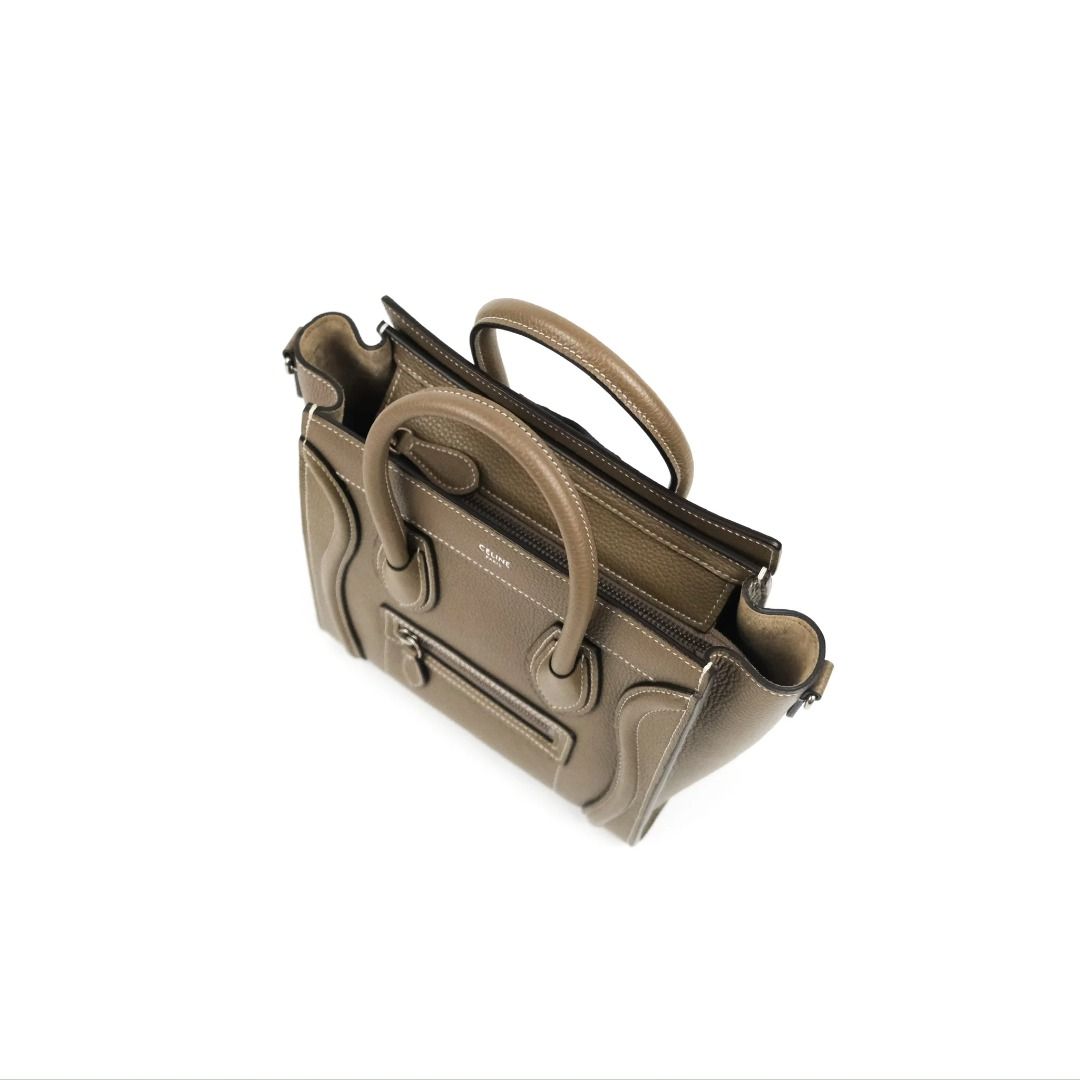 Celine nano luggage in souris drummed leather, Luxury, Bags & Wallets on Carousell