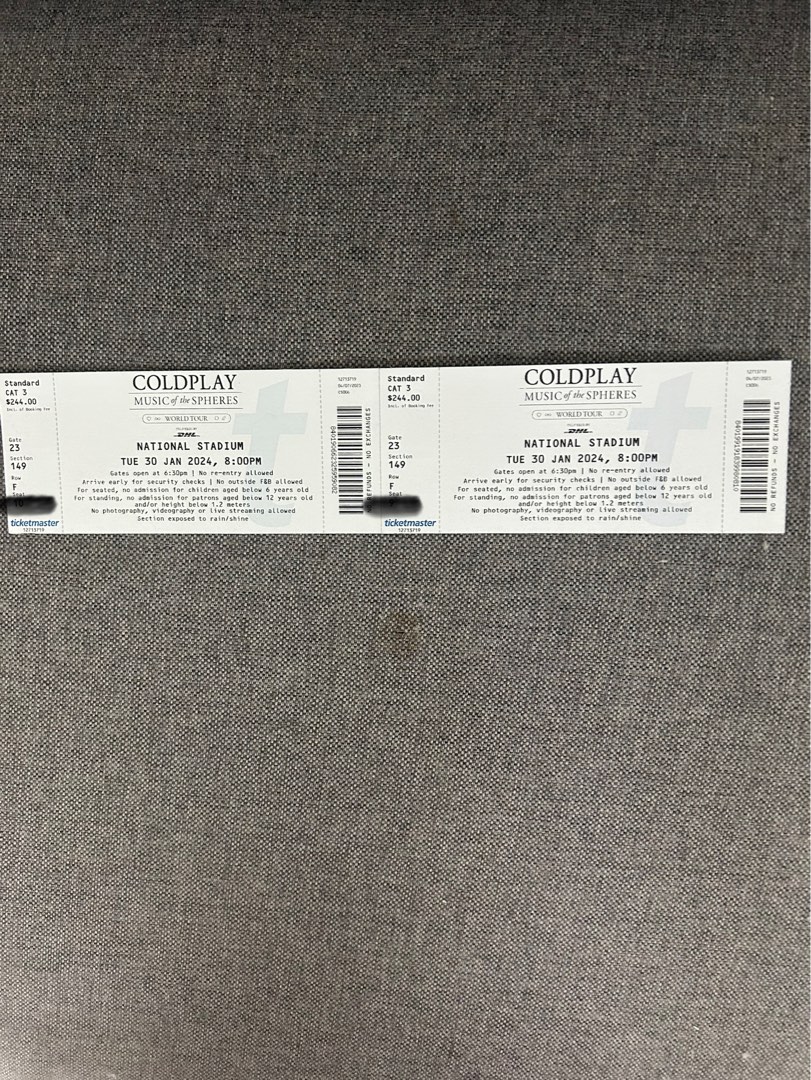 Coldplay 30 Jan Cat 3 x 4 tix, Tickets & Vouchers, Event Tickets on ...