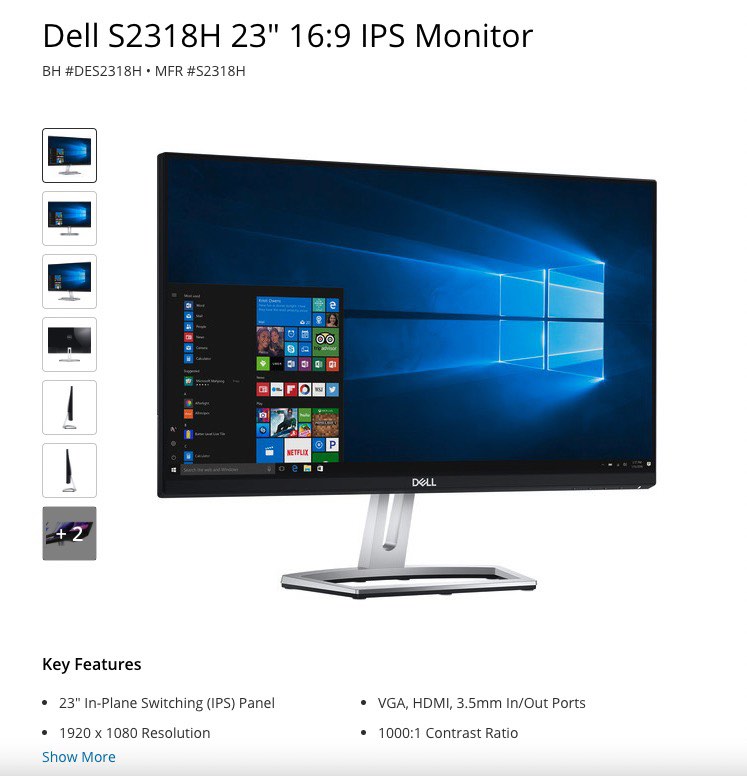 Dell Monitor S2318H/HX, Computers & Tech, Parts & Accessories, Monitor ...