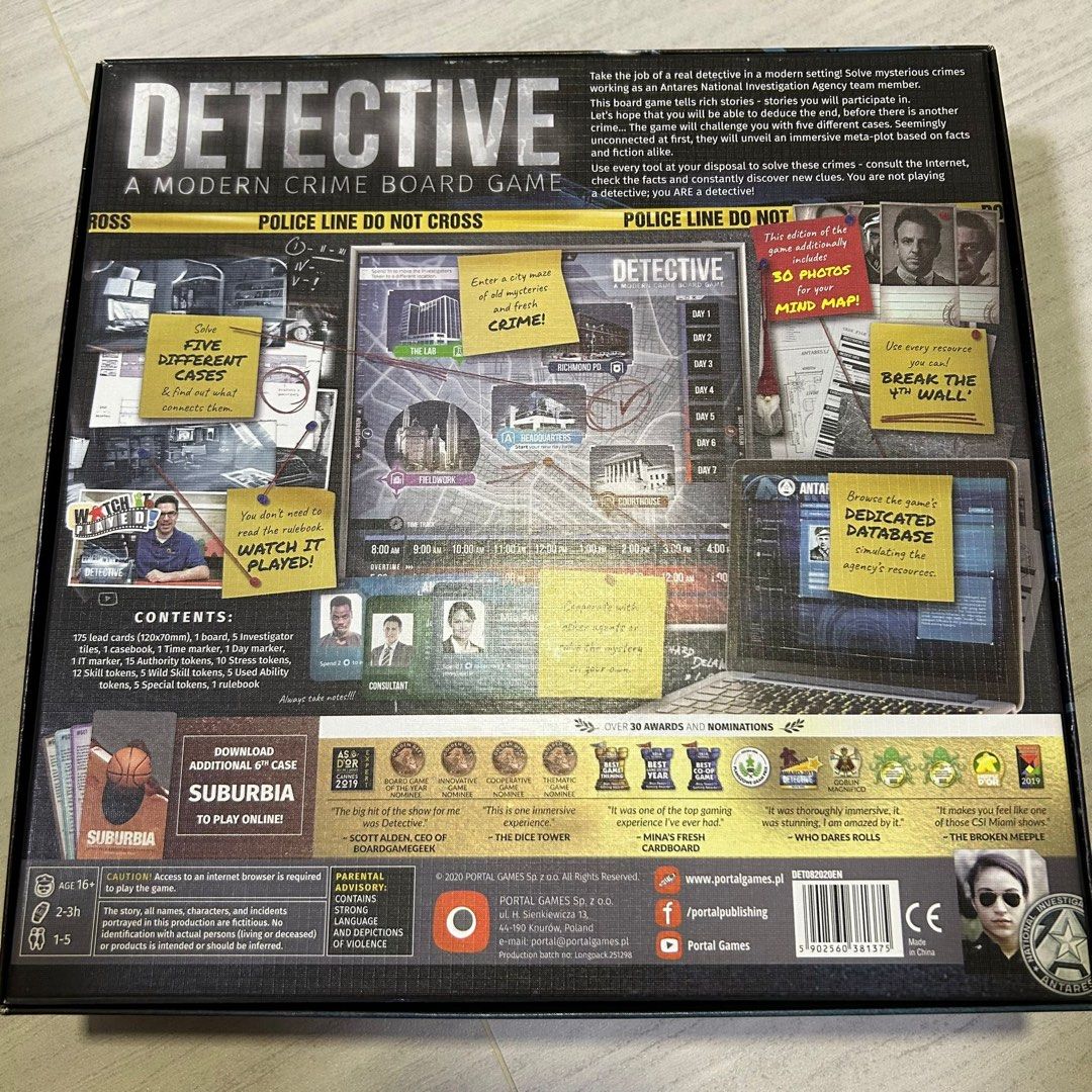 (Original) Detective: A modern crime board game, Hobbies & Toys, Toys ...