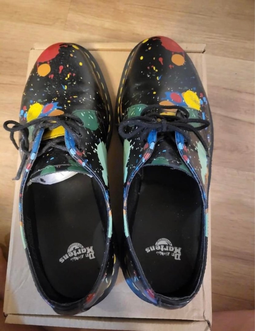 Doc Martens 1461 Paint Splatter, Women's Fashion, Footwear, Boots on Carousell