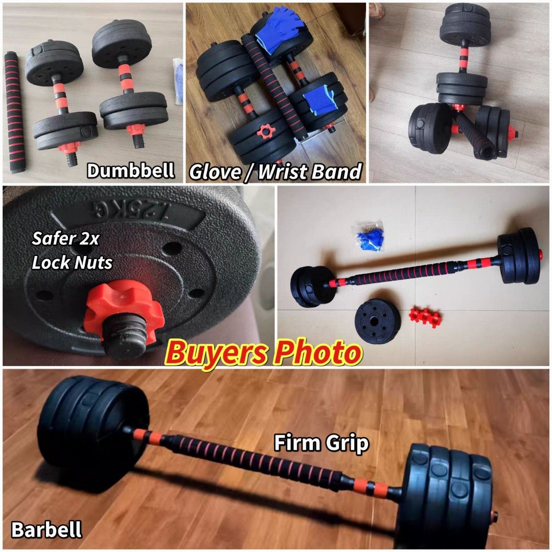 Dumbbell 40kg Barbell 2-in-1 40kg gym weight set, Sports Equipment ...