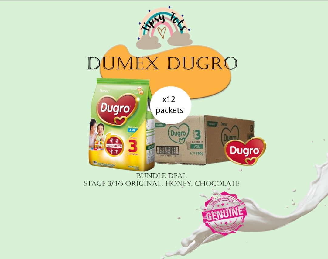 Dumex Dugro 850G Stage 3 / 4 / 5 CARTON (x12 packet Original/ Honey ...
