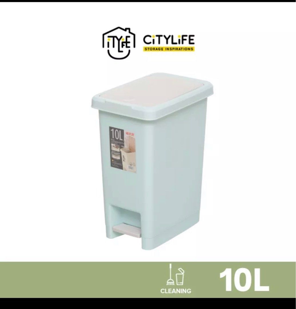 Dustbin 10L (citylife) ice grey colour, dual lid opening, Furniture ...