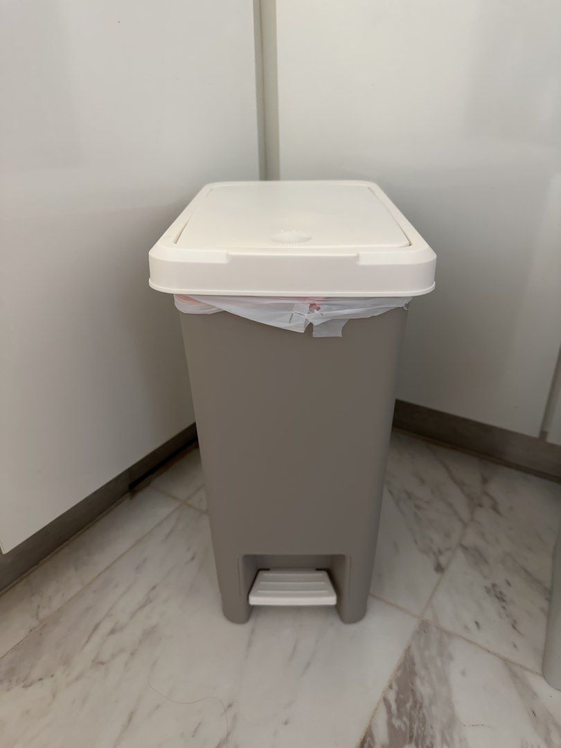 Dustbin 10L (citylife) ice grey colour, dual lid opening, Furniture ...