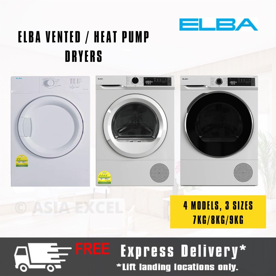 ELBA 7KG/8KG/9KG FRONT LOAD VENTED/HEAT PUMP DRYER - MULTI MODELS [EBD ...