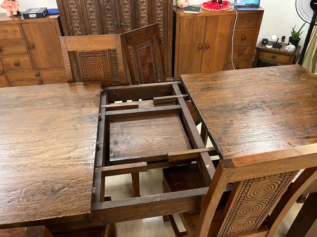 Expandable Solid Teak wood dining table (Indonesian made), Furniture ...