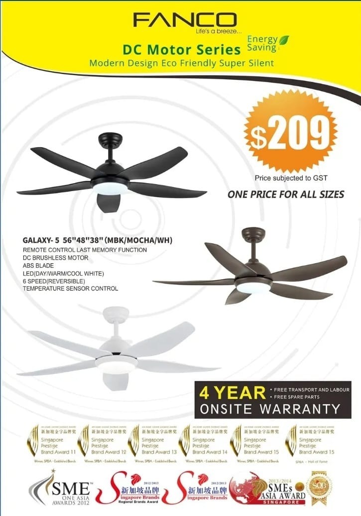 FANCO GALAXY CEILING FAN, Furniture & Home Living, Lighting & Fans ...