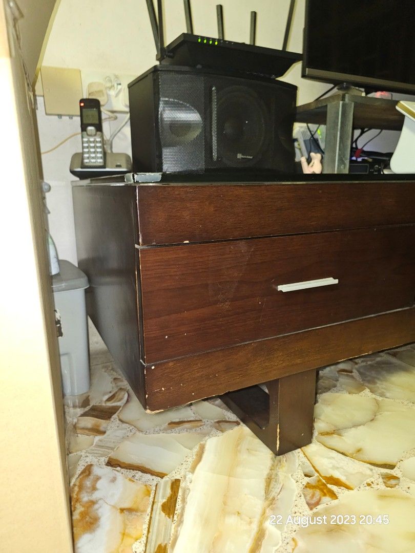 FREE 2.1 Meter TV Console With Glass Top. Dark Brown., Furniture & Home ...