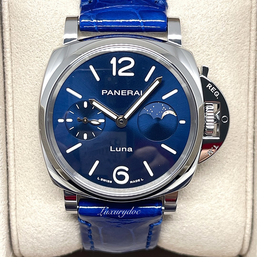 FS.BNIB PANERAI LUMINOR DUE LUNA BLUE AUTOMATIC MOONPHASE 38MM WATCH ...