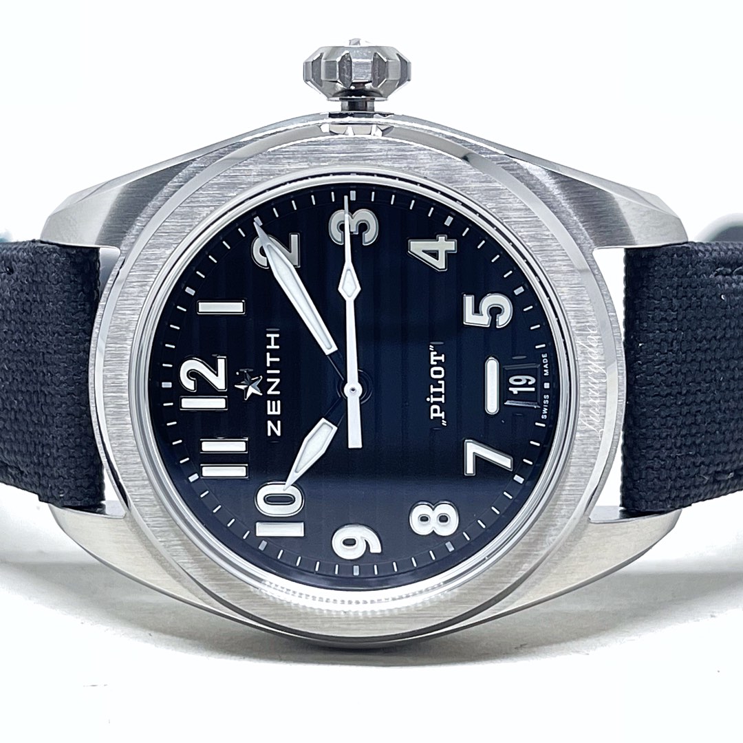 FS.BNIB ZENITH PILOT AUTOMATIC STEEL DATE 40MM WATCH 03.4000.3620/21 ...