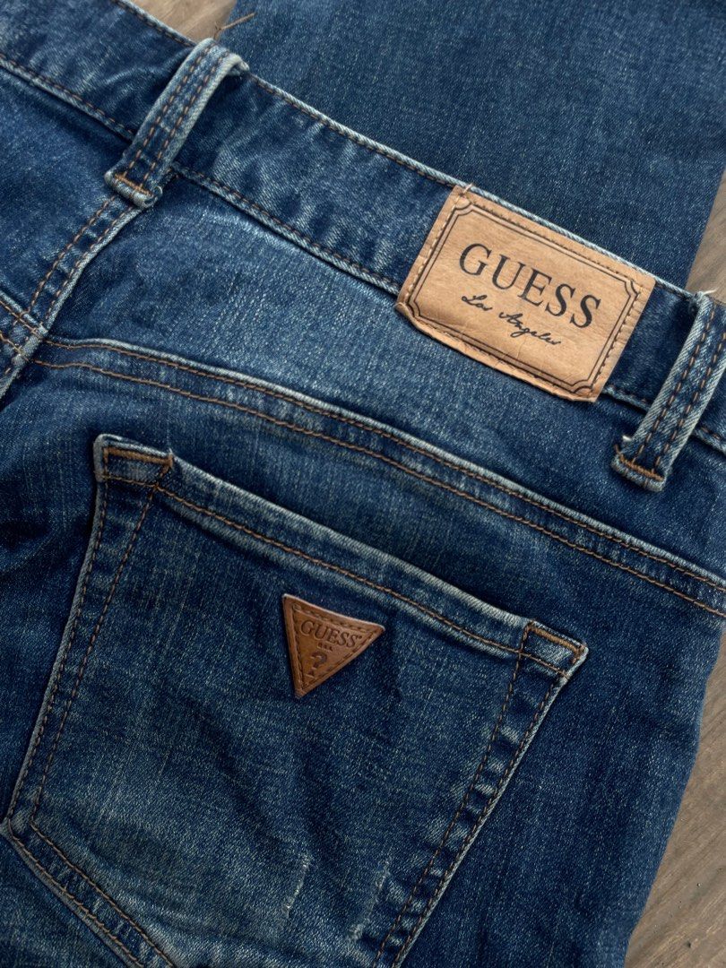 Guess Denim Leather Patch Jeans on Carousell