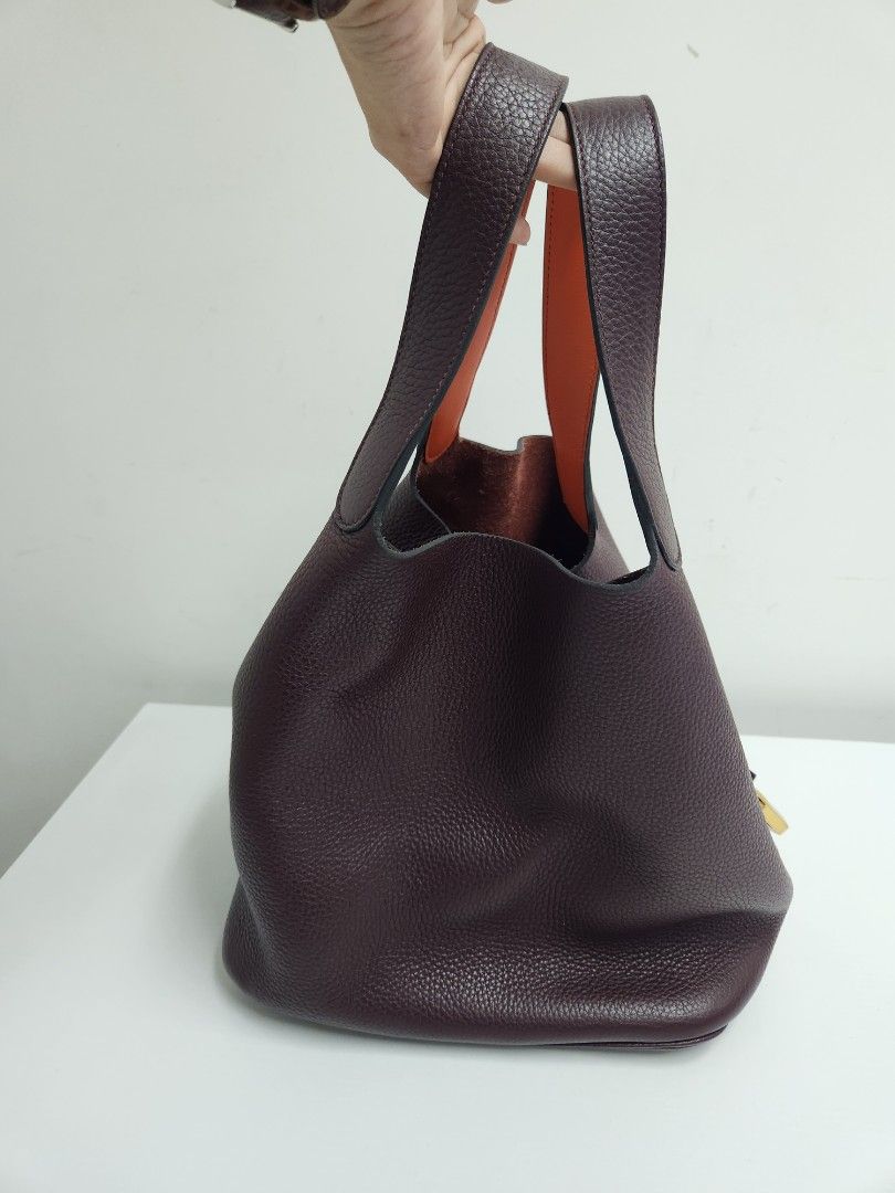 Hermes Picotin Lock 26 Eclat Taurillon Clemence Prune/Orange Poppy ...