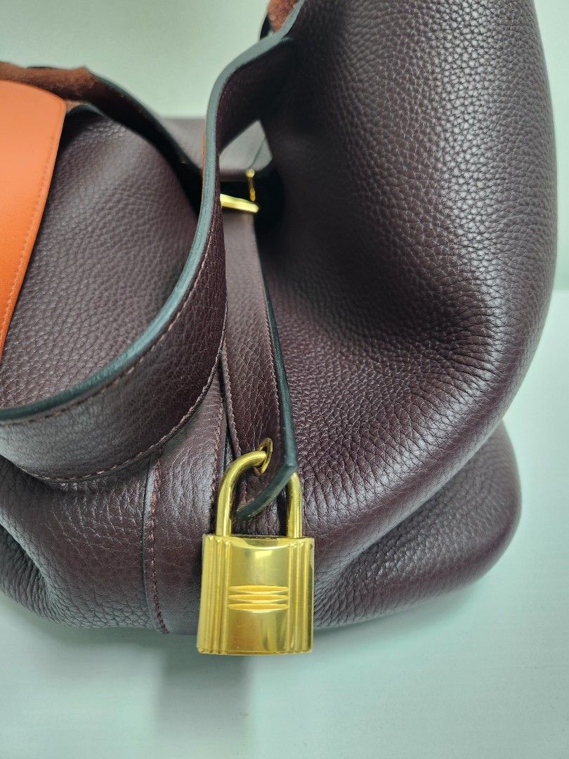 Hermes Picotin Lock 26 Eclat Taurillon Clemence Prune/Orange Poppy ...