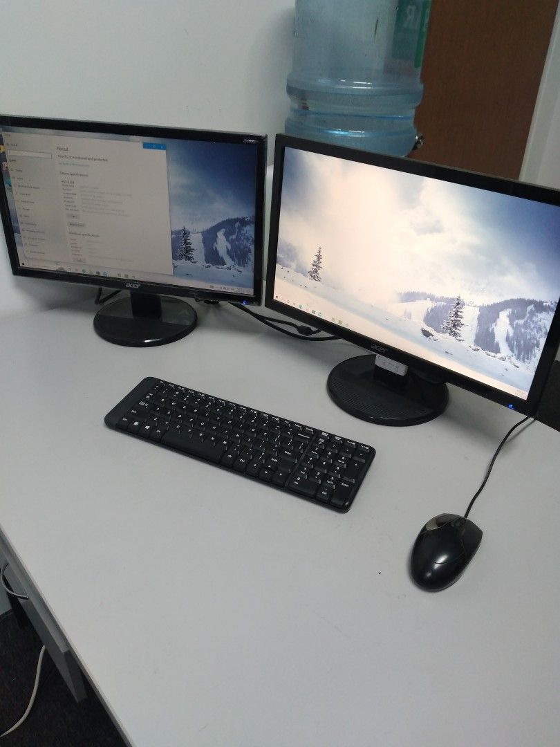 HP desktop complete set with two monitors, mouse and wireless keyboard ...