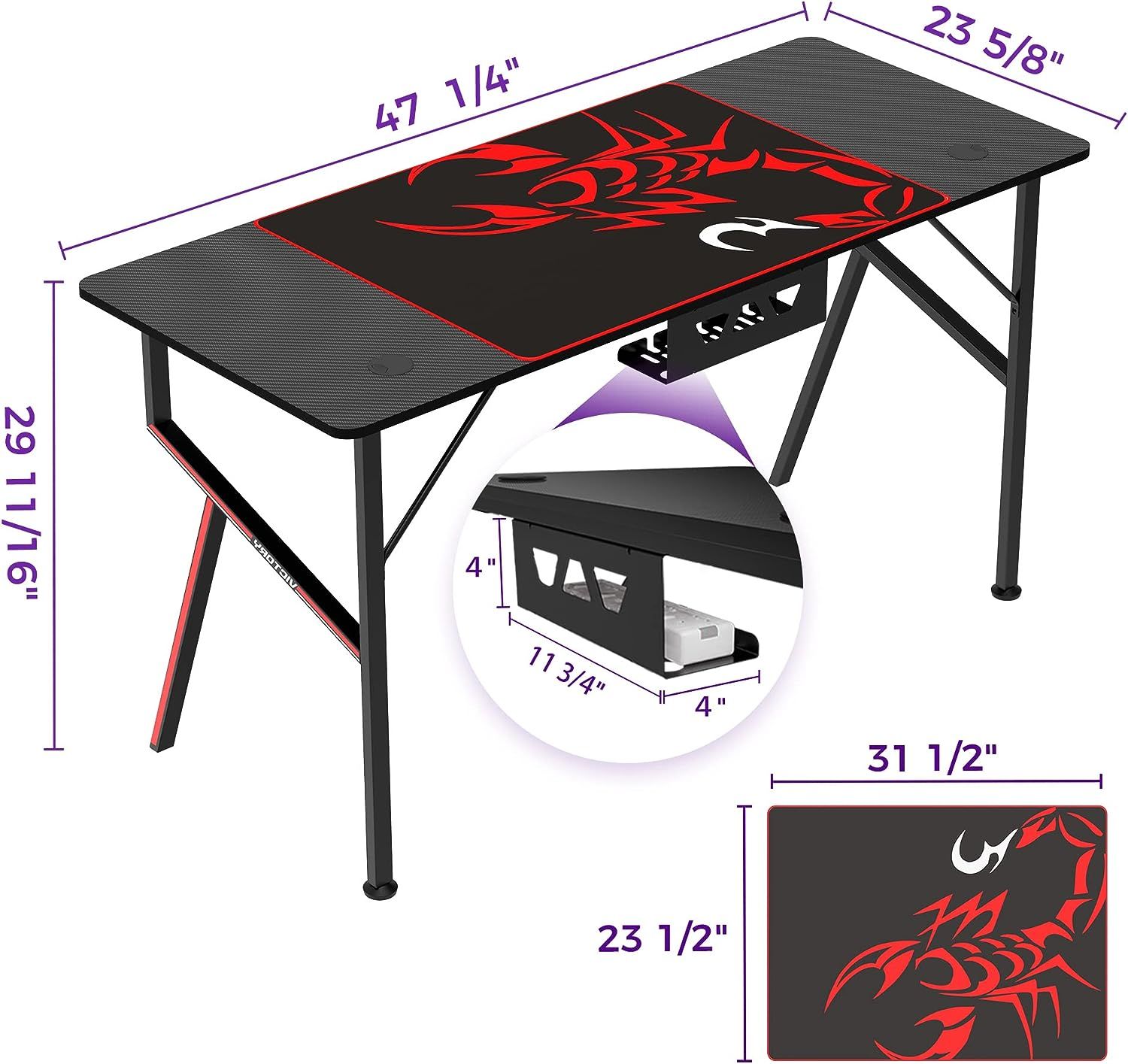 It's_Organized Gaming Desk 55 inch PC Computer Desk, K-Frame Home ...