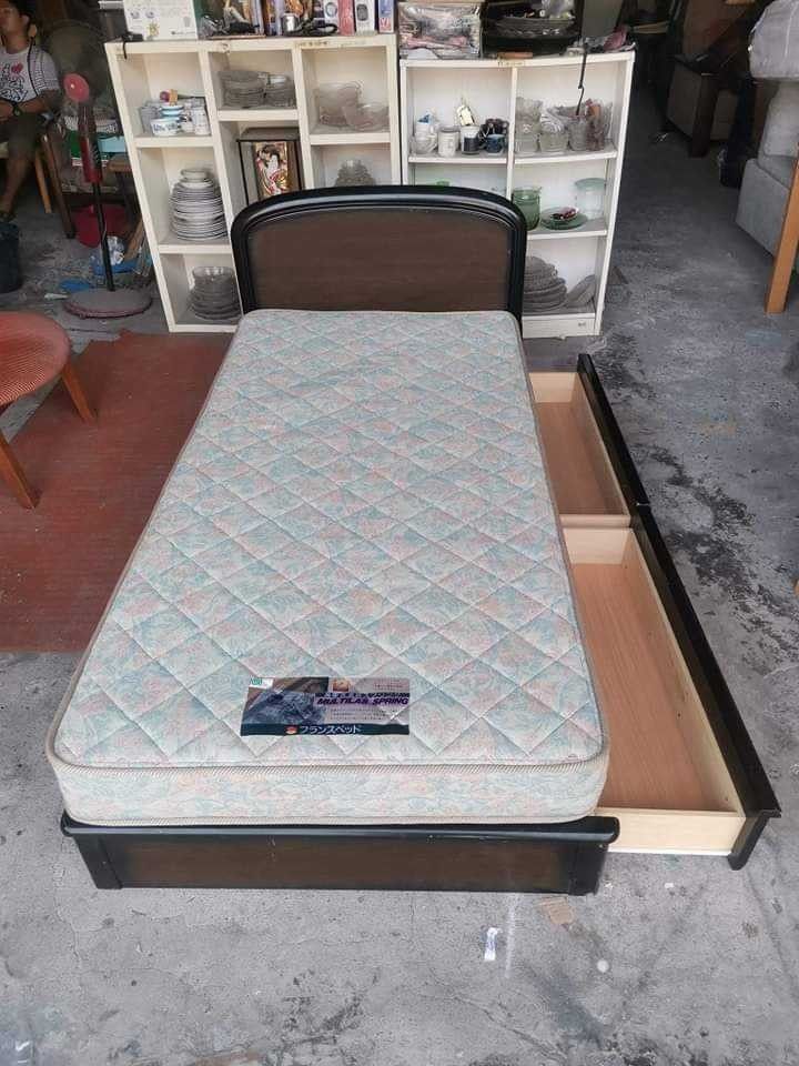 Japan Solid wood single size bedset with drawers, Furniture & Home ...
