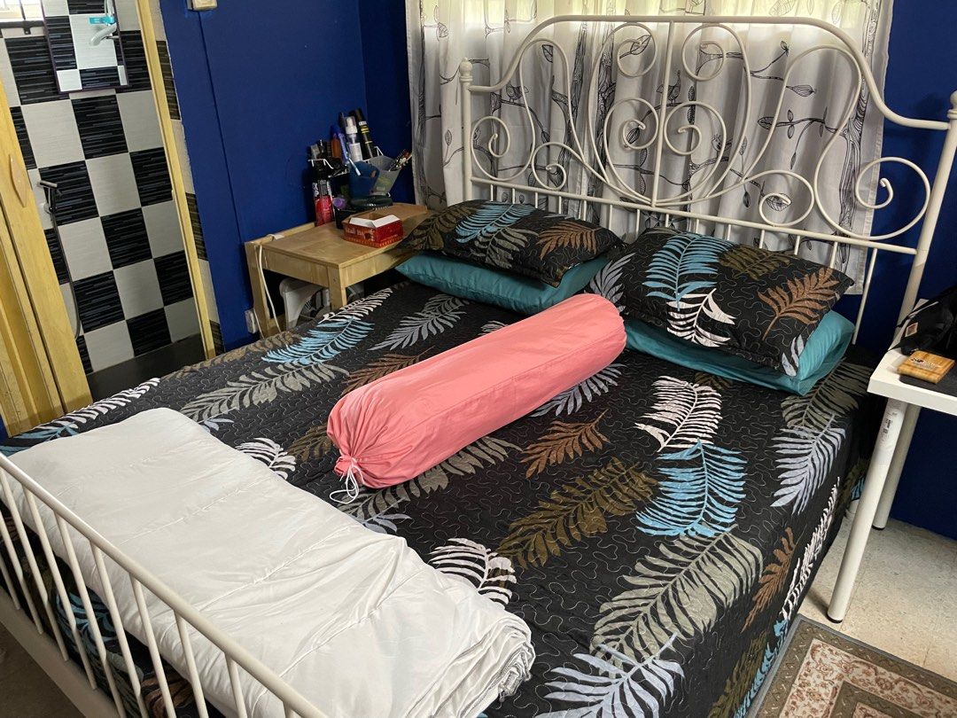 Katil Ikea LEIRVIK Queen size, Furniture & Home Living, Furniture, Bed ...