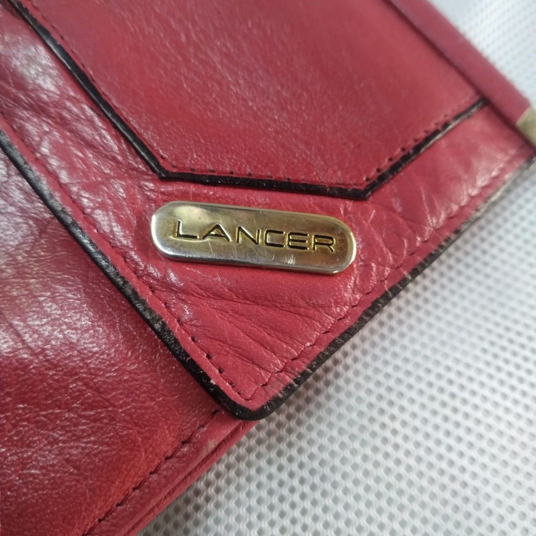 Lancer tri-fold wallet Bordeaux enamel leather, Women's Fashion, Bags ...