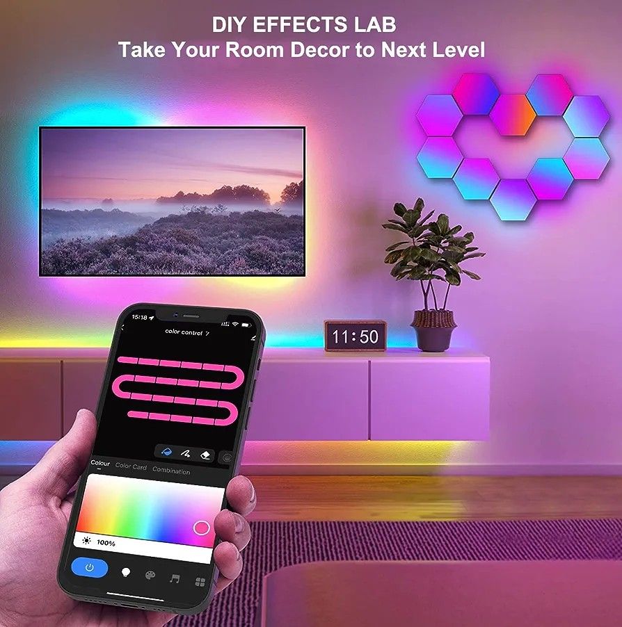 LED Hexa Light Panels, Furniture & Home Living, Lighting & Fans ...