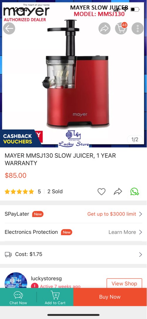 Mayer Slow Juicer MMSJ130, Red color, TV & Home Appliances, Kitchen ...