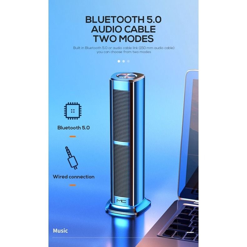 MC2 Speaker For Desktop Computer Laptop PC TV Home Audio Bluetooth Soundbar Music Sound Bar Box ...