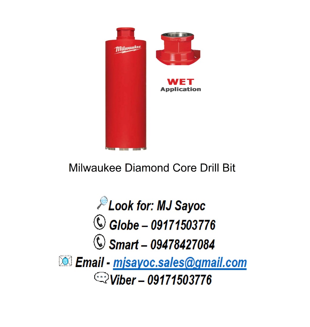 Milwaukee Diamond Core Drill Bit WET CORING 1-1/4" UNC Core Reception ...