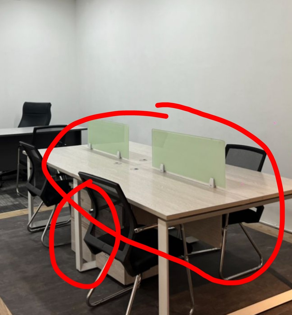 Office table 4 pax together with drawers, Furniture & Home Living ...